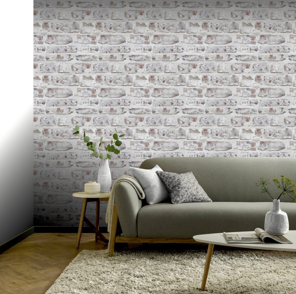 White Washed Brick Wallpaper – Soft Rustic Wall Effect - Wallpaper Wall ...