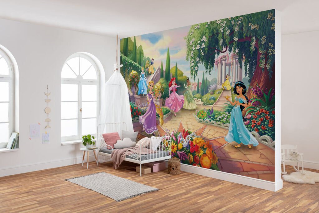 Disney Princess Enchanted Garden Wall Mural | Green Wallpaper For Kids ...